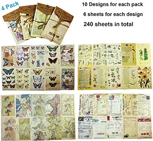 Vintage Scrapbooking Paper Ephemera Pack Journaling Supplies 240pcs ...