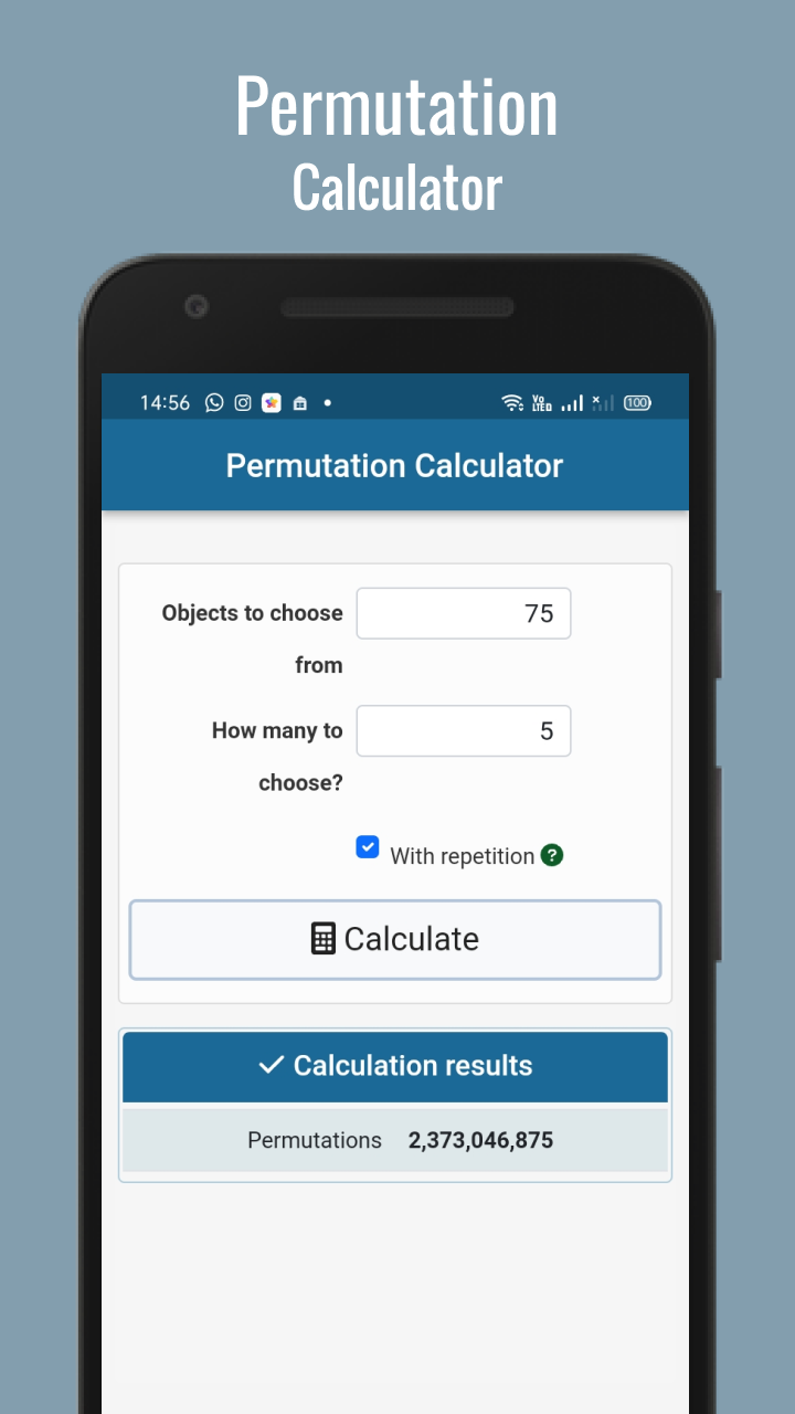 Permutation Calculator - App on Amazon Appstore