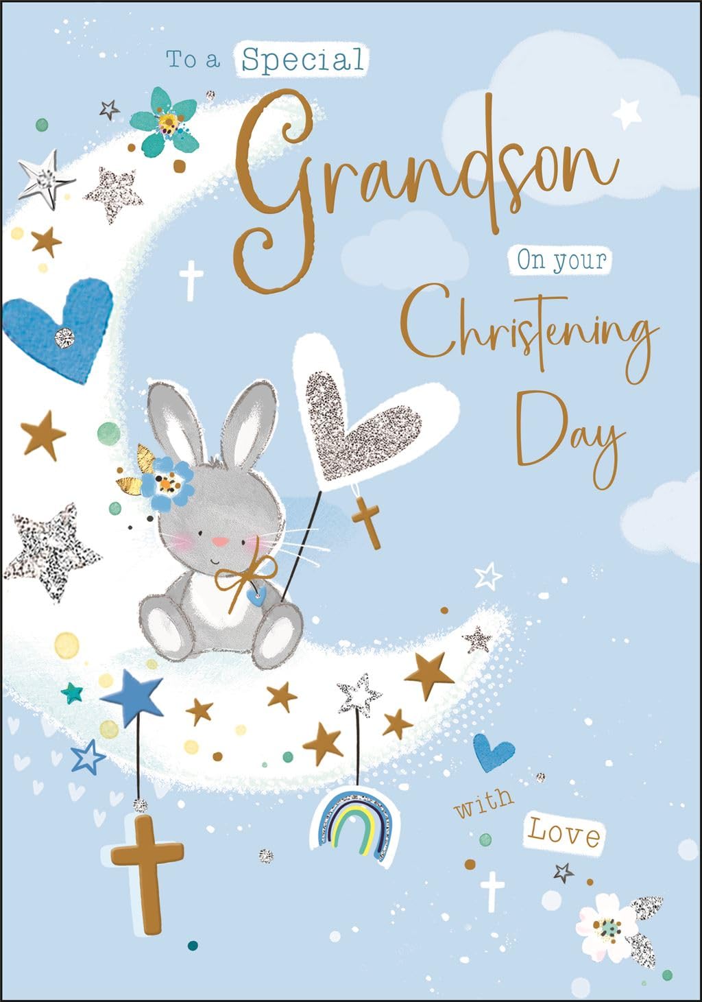 Grandson Christening Congratulations Card - Special Grandson - Rabbit ...