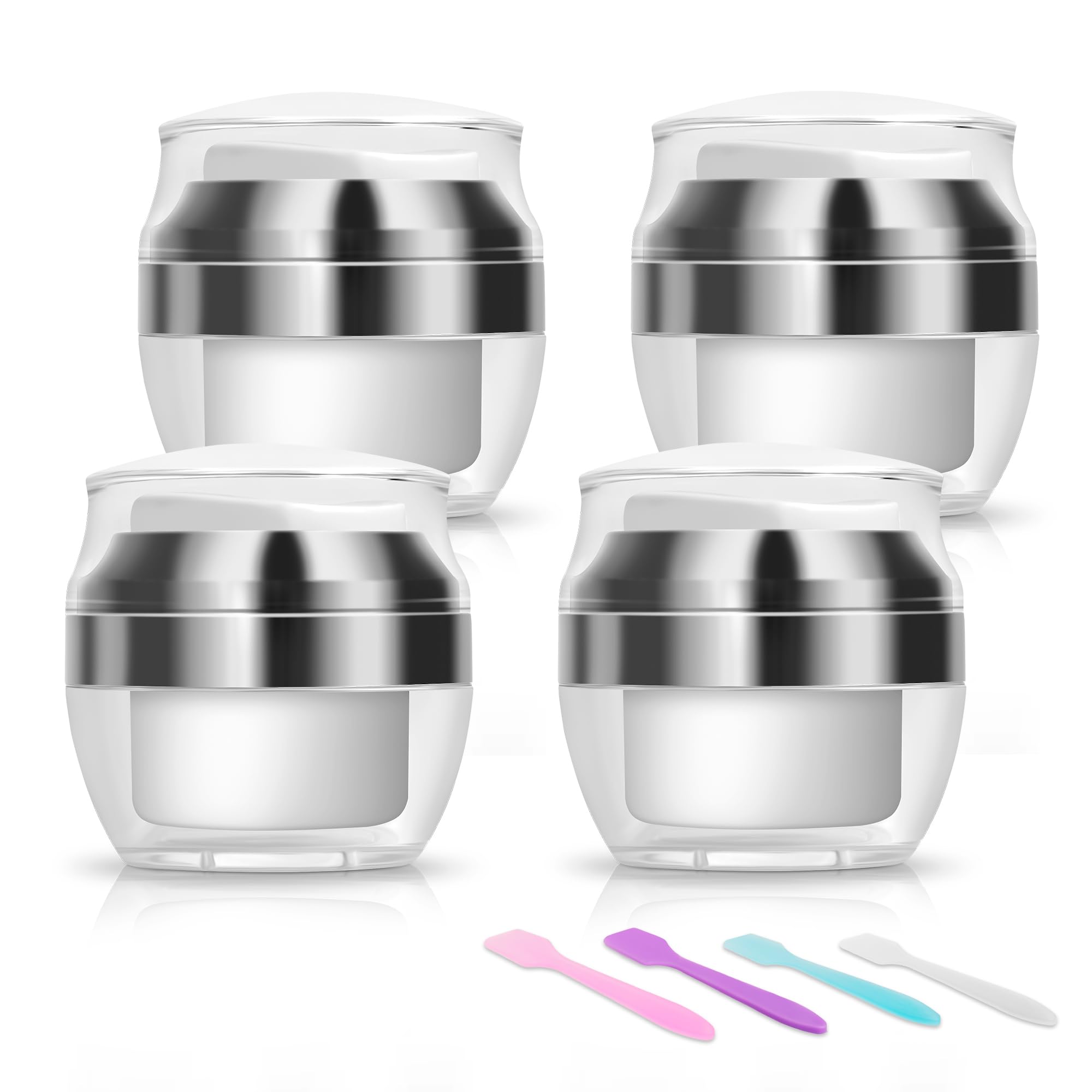 Amazon.com: 4Pcs Airless Pump Jars Sets with 4 Spatulas, Cosmetic Jars ...