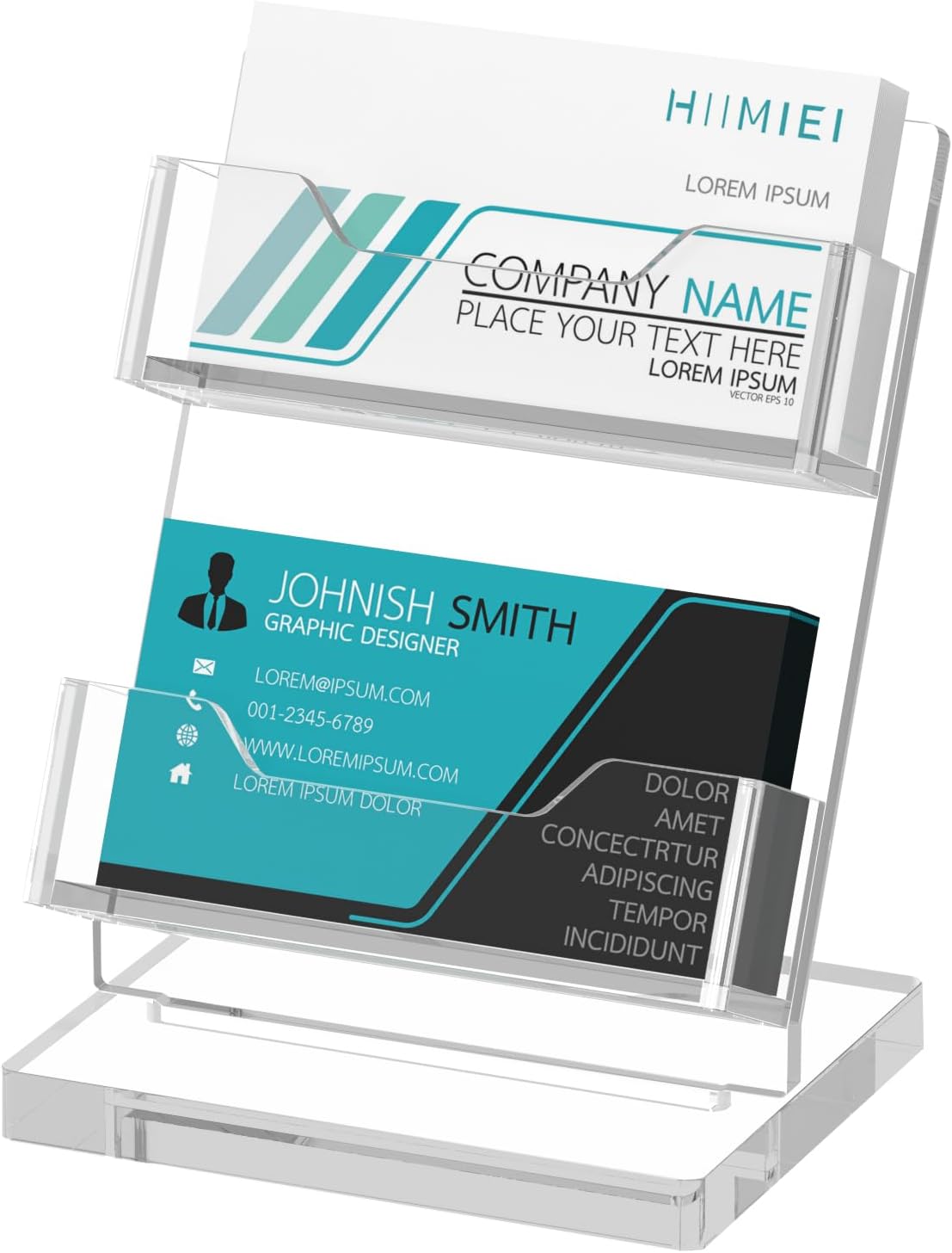 HIIMIEI Business Card Holder Desk, Acrylic Business Card Display, 2 ...