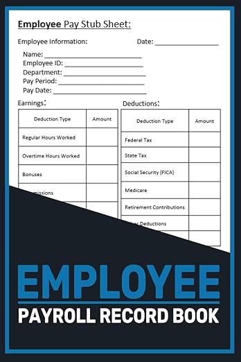 Amazon.com: Employee Payroll Record Book: Employee Check Stubs Sheets | paystubs logbook ...