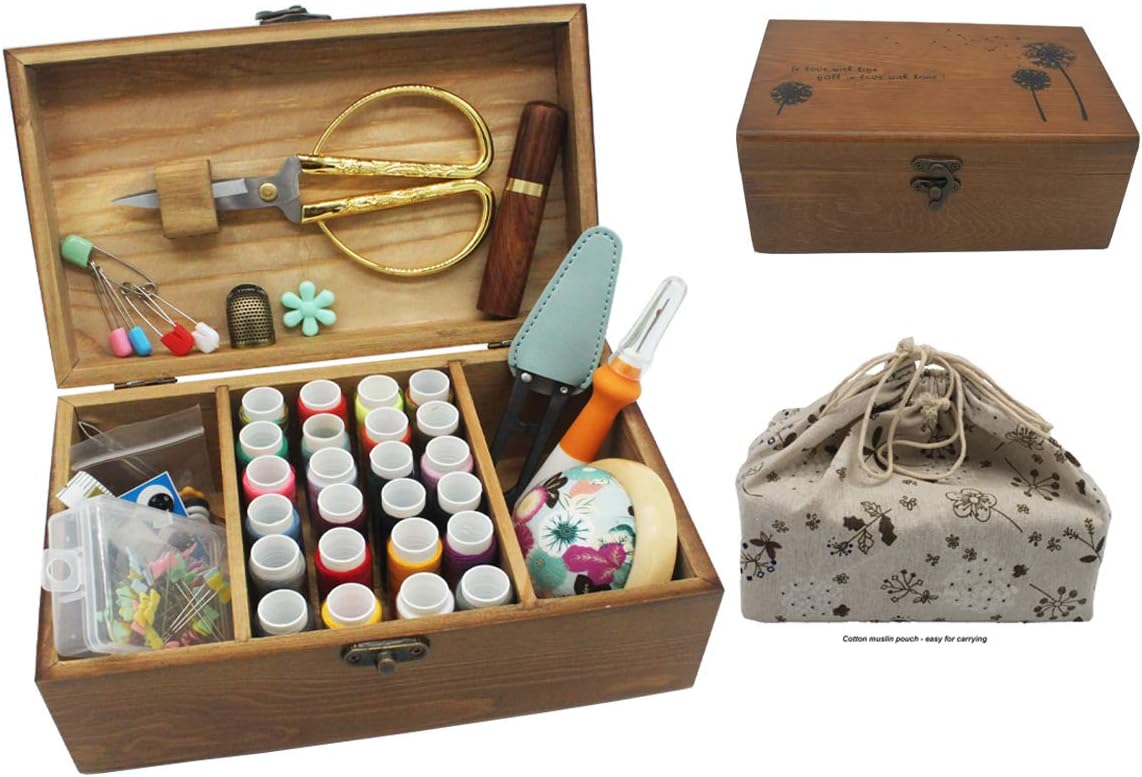 Amazon.com: PRIMO SUPPLY Expandable Sewing Box - Seamstress Wooden Box ...