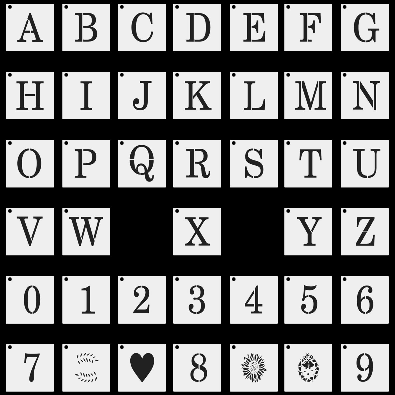 Vanyibro 40pcs Letter and Number Templates,Reusable Plastic Uppercase ...