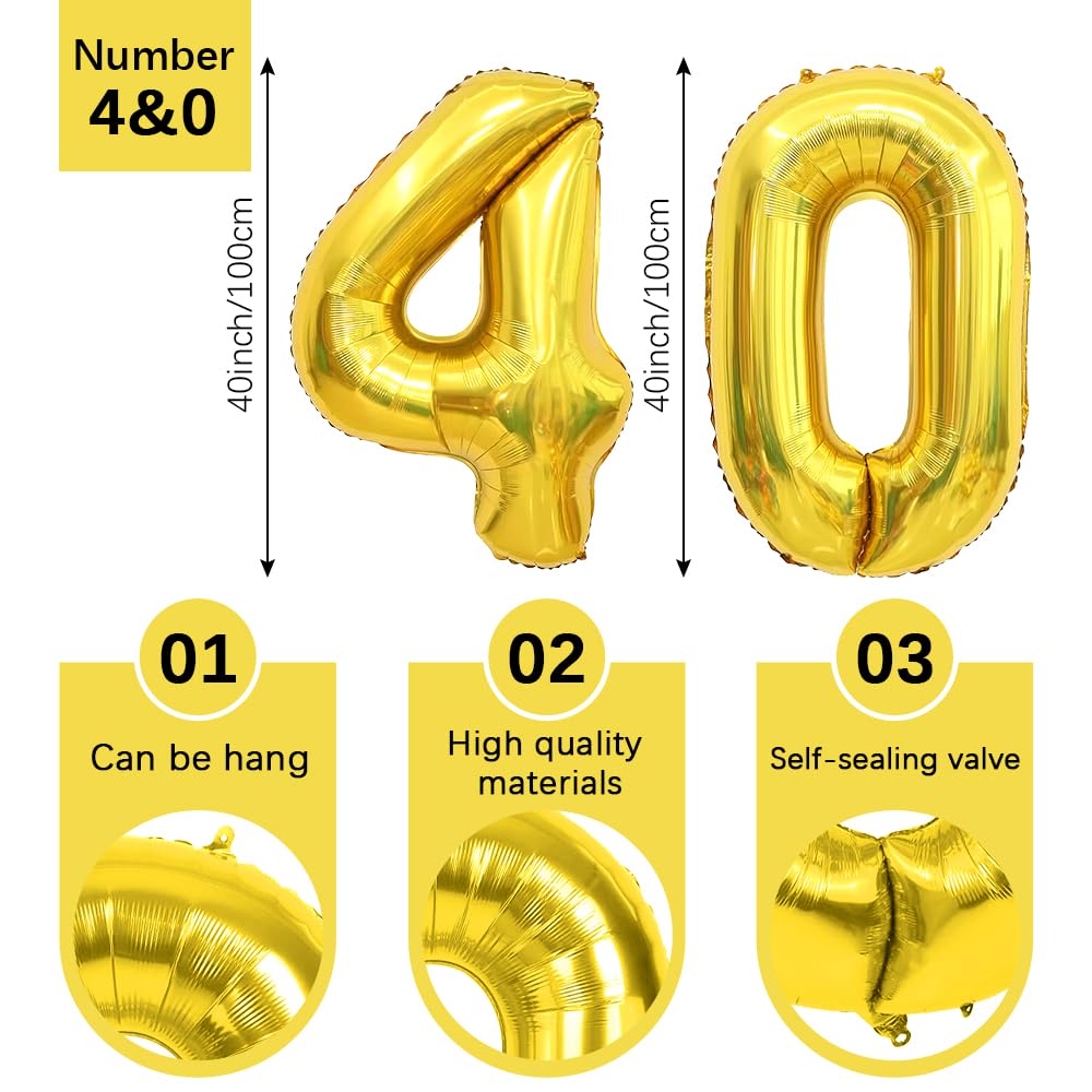 Snapklik.com : Balloon Numbers 40 Inch Number 40 Balloon Gold 40 ...