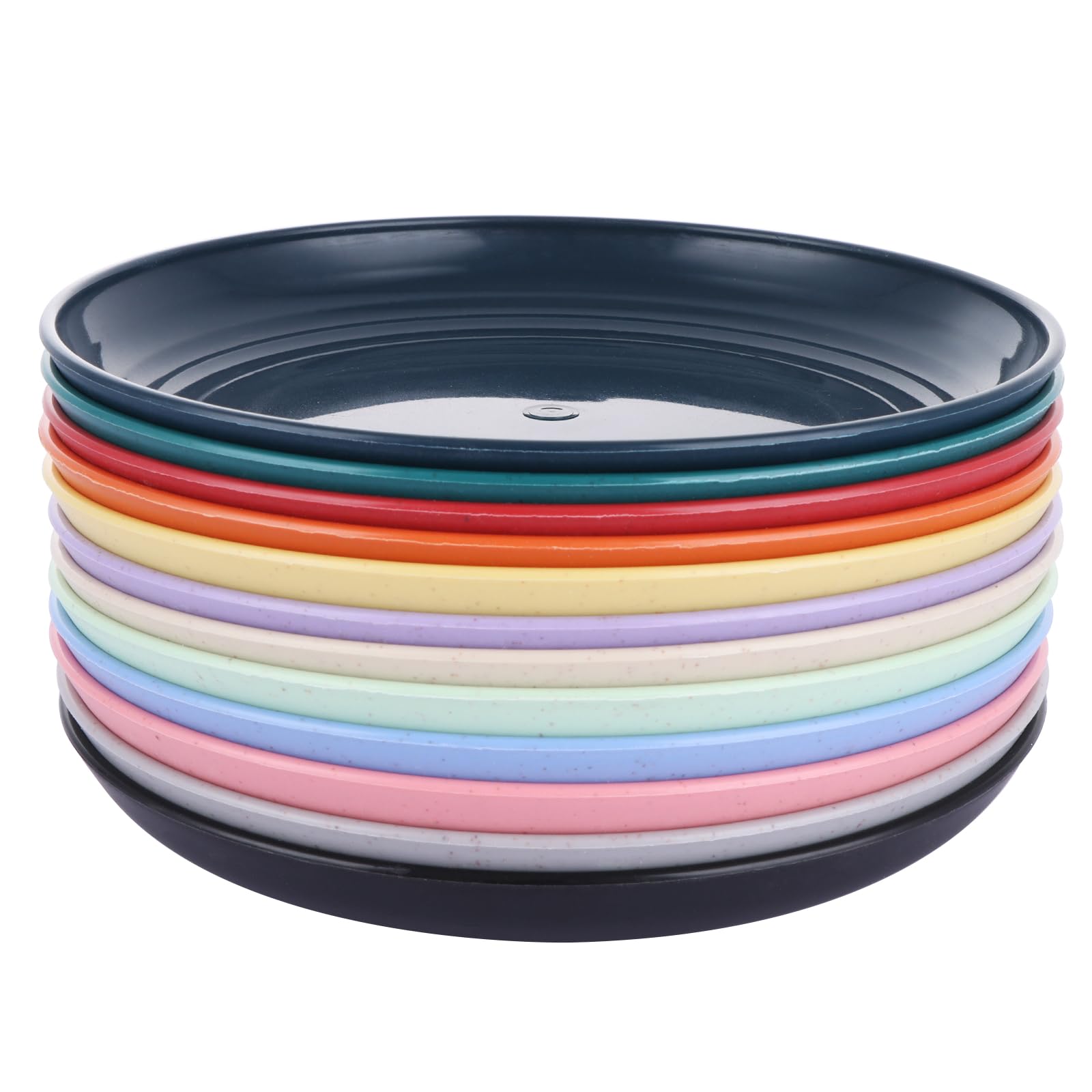 YOUNTHYE 24PCS Dinner Plates, 12 Colored Plastic Plates Reusable ...