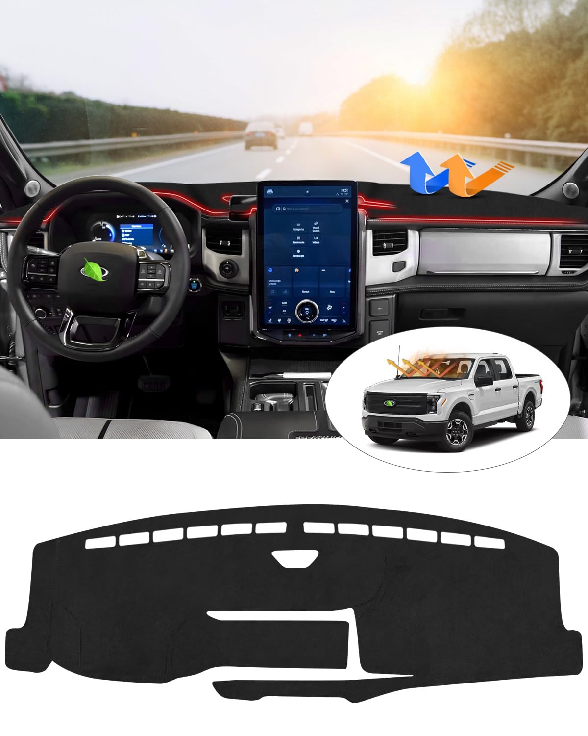 Amazon.com: Dash Cover Fits for Ford F-150 F150 Lightning 2022 2023 ...