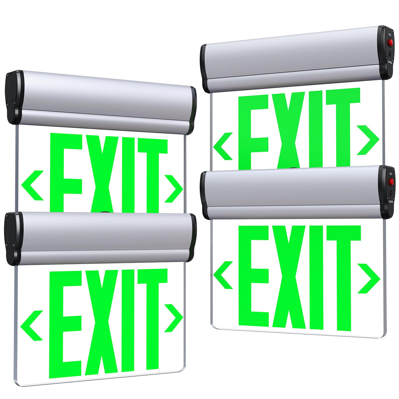SASELUX Led Edge-Lit Exit Sign ,Brushed Aluminum Housing Single-Sided ...