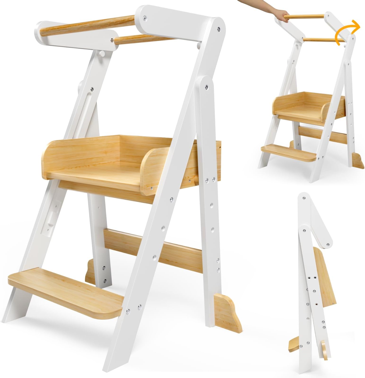 Amazon.com: Mr IRONSTONE Foldable Toddler Step Stool, Toddler Kitchen ...