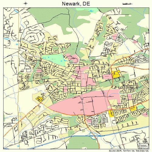 Large Street & Road Map of Newark, Delaware DE - Printed Poster Size ...