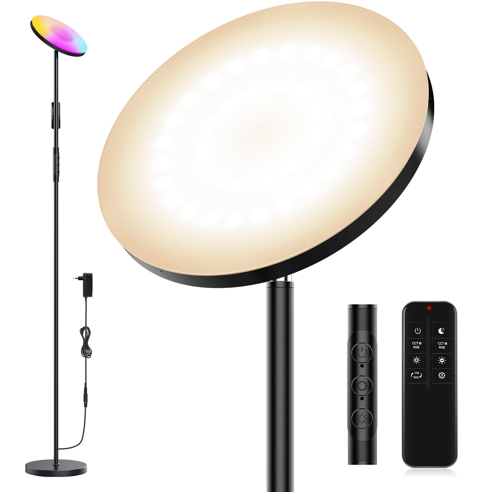 Gobikey Floor Lamp, 2024 Upgraded 36W 3000LM Uplighter Floor Lamp & RGB ...