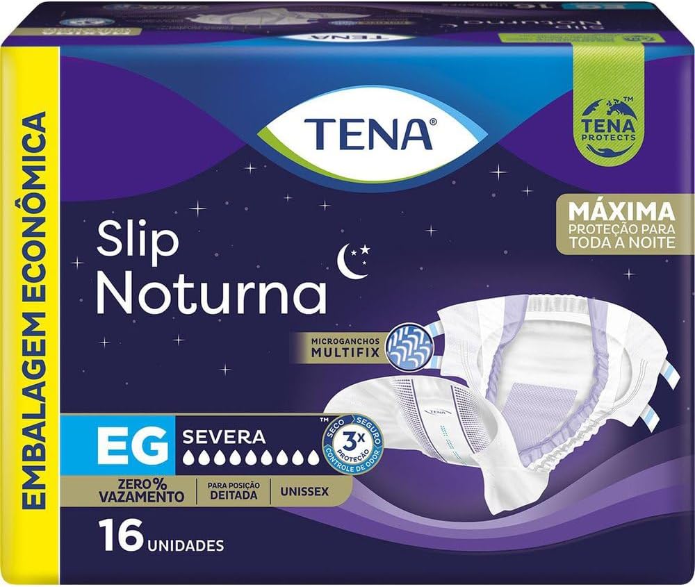 Tena Slip Noturna, Fralda Geriátrica para Incontinência Urinária, EG ...