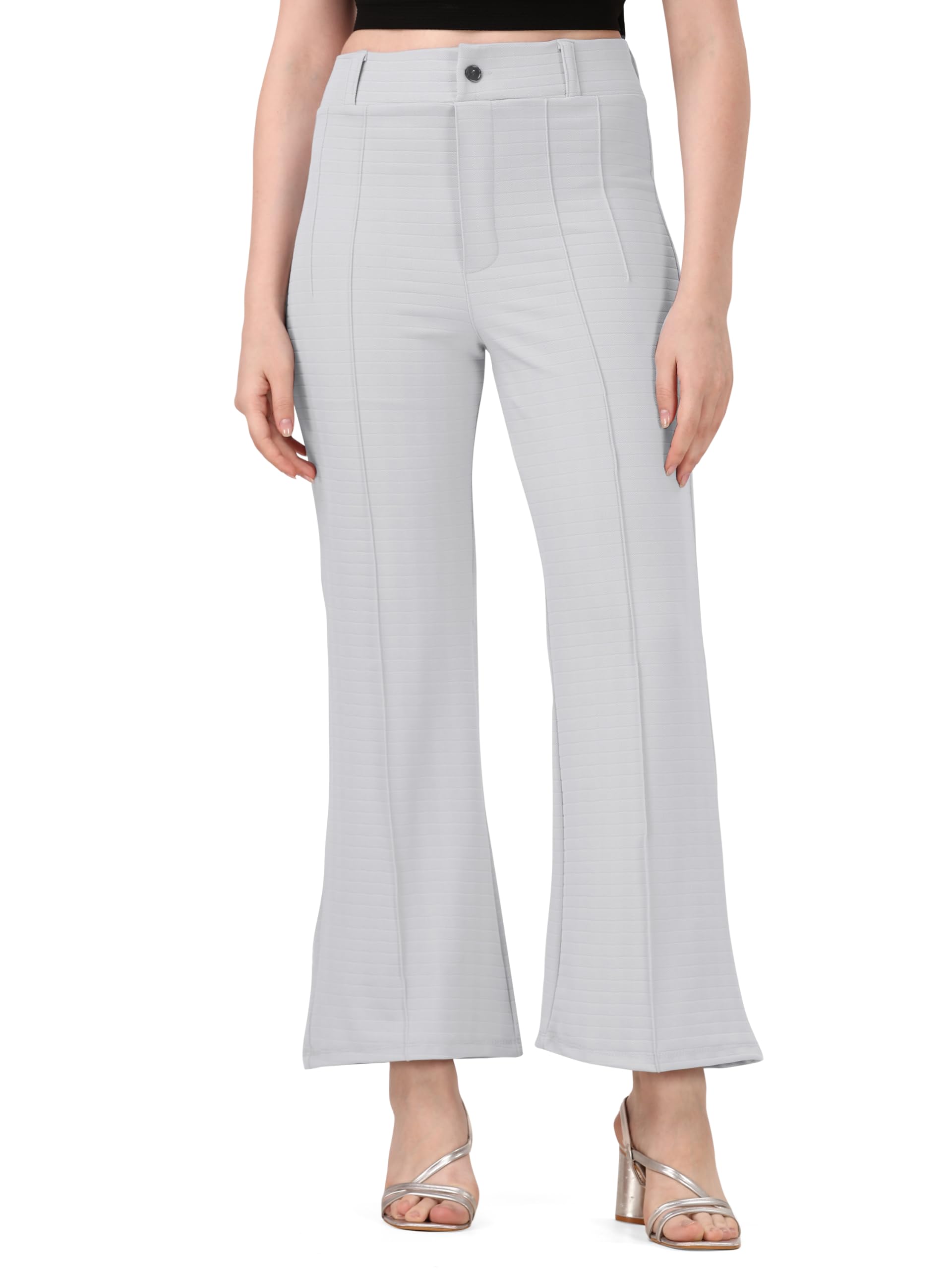 Buy Mehrang Cotton Blend Bootcut Parallel Trouser pants For Women ...