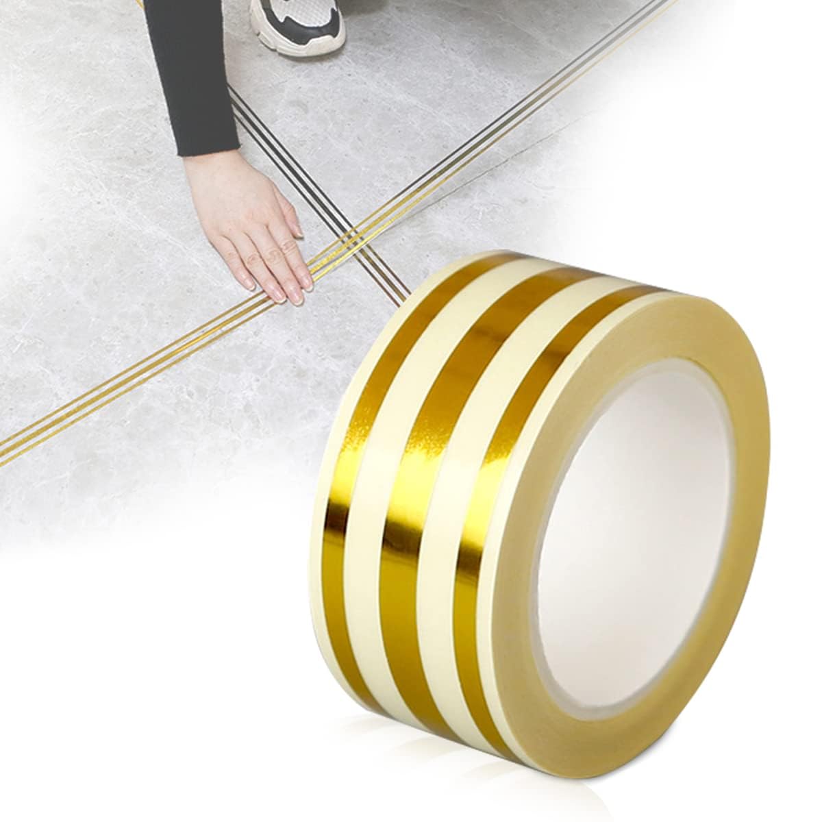 VINSU 5M Golden Tile Gap Tape | Home Tile Sticker Waterproof Tape | PVC ...