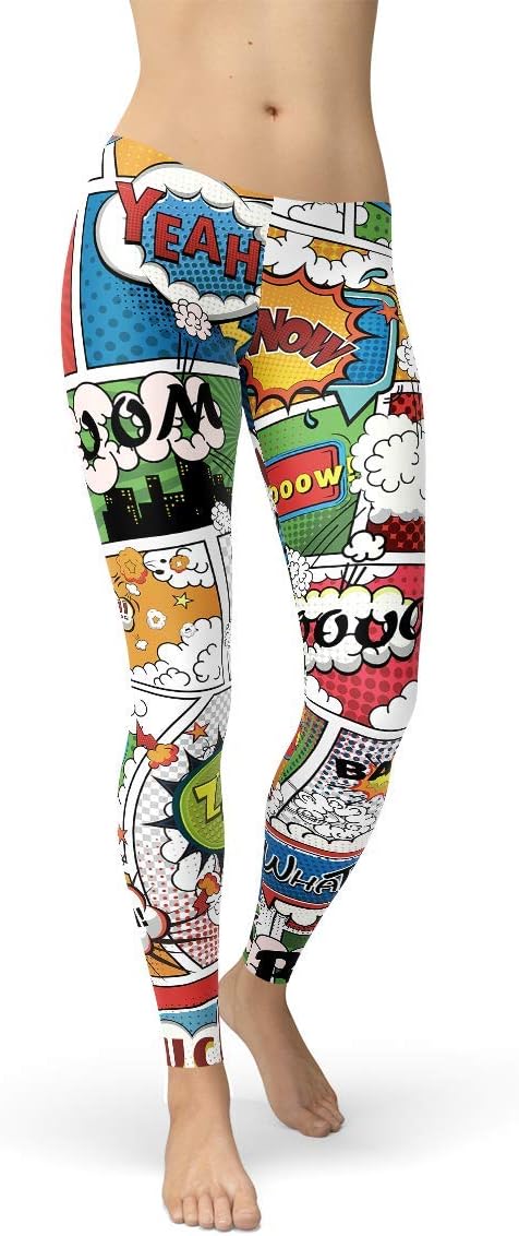 Amazon.com: Pop Art Leggings for Women Mid Waist Pants Feat. Comic Book ...