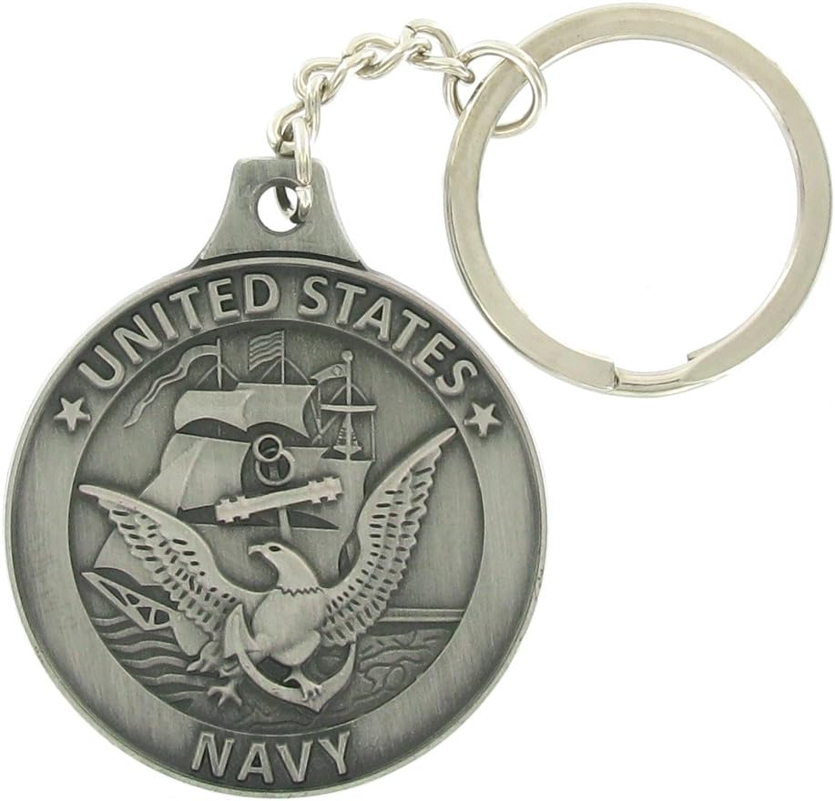 United States Navy Antique Pewter Finished Keychain with Keyring and ...