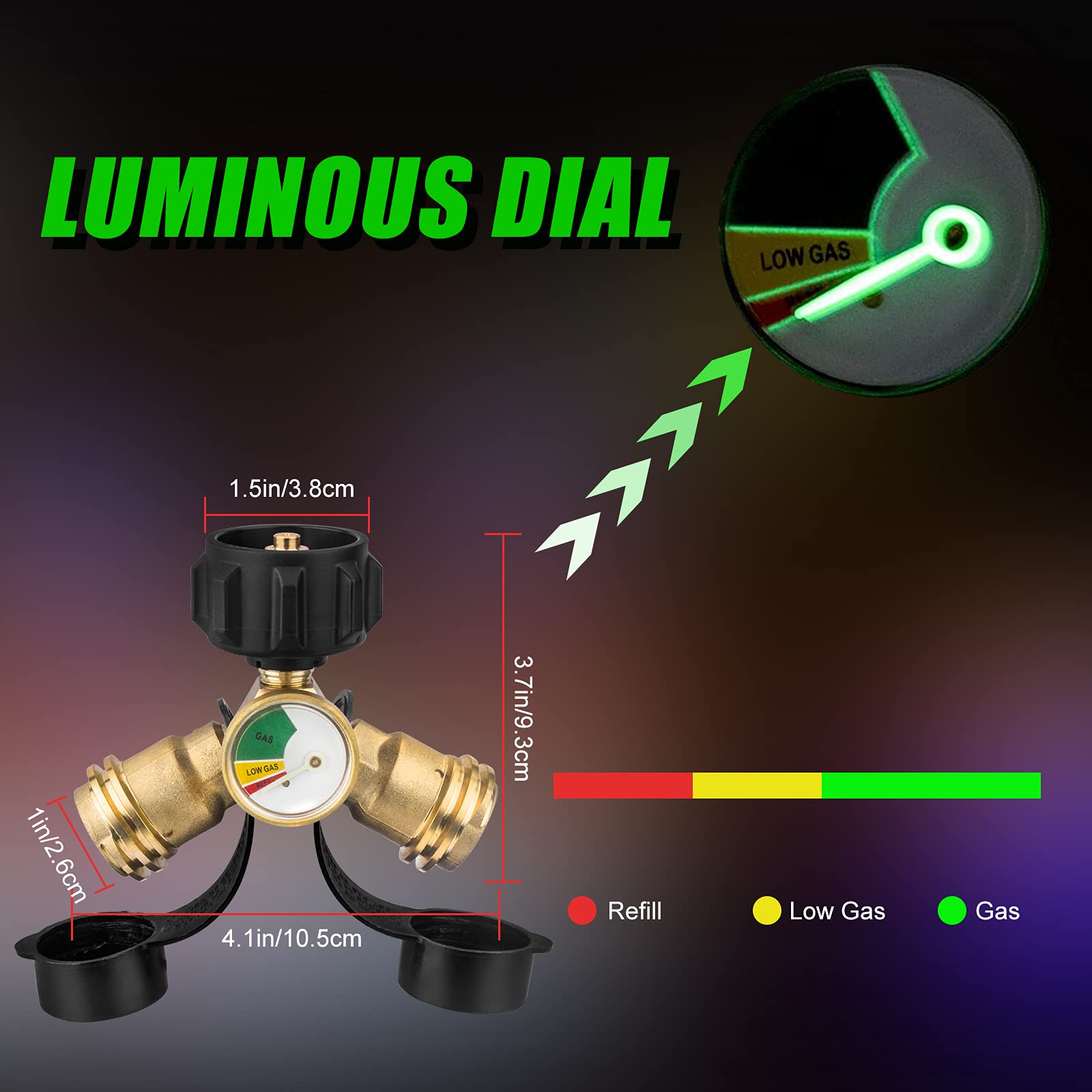 Propane Splitter, Propane Tank Y Splitter Adapter with Gauge, 2 Way ...