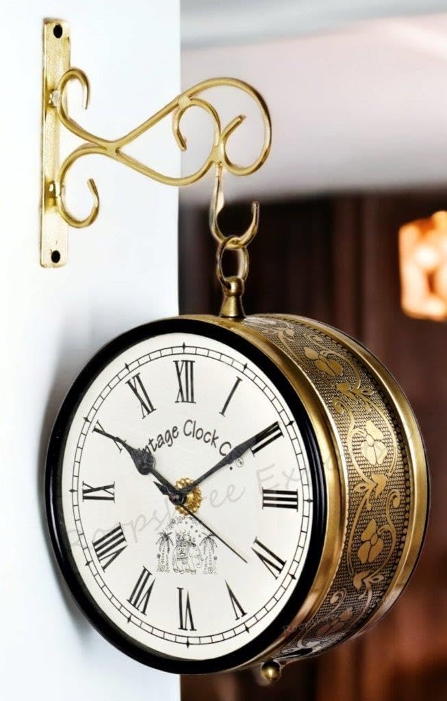 Buy Village Clockworks Brass Railway Retro Double Sided Wall Clock ...