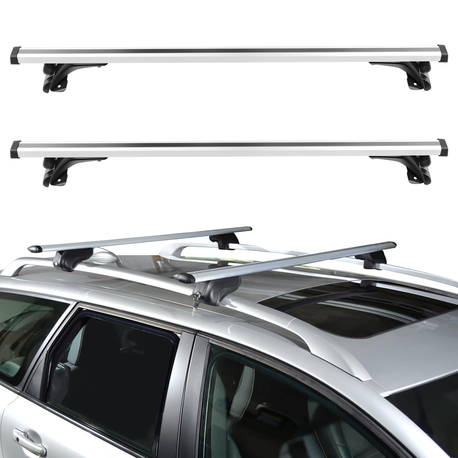 Snapklik.com : OCPTY Universal 48" Window Frame Roof Rack Cross Bars Cargo Bars For Cargo ...