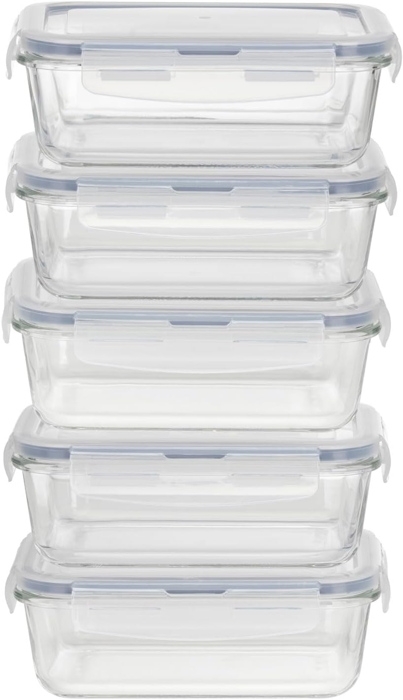 Skroam 10 Pack Glass Food Storage Containers with Lids, Glass Airtight ...