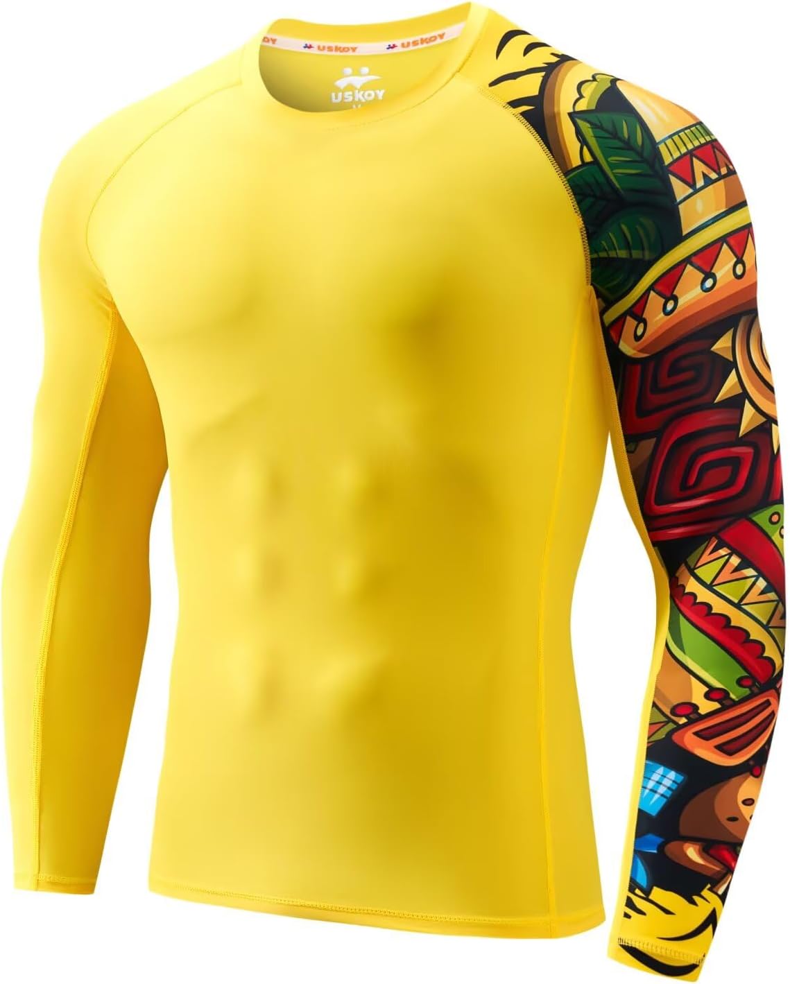 Men's Rash Guard Long Sleeve UPF 50+ Base Layer Skins Compression Shirt ...