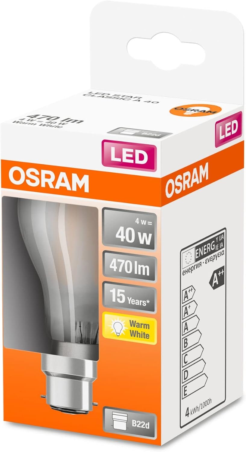 OSRAM LED Star frosted filament LED lamp, B22d base, warm white (2700K ...