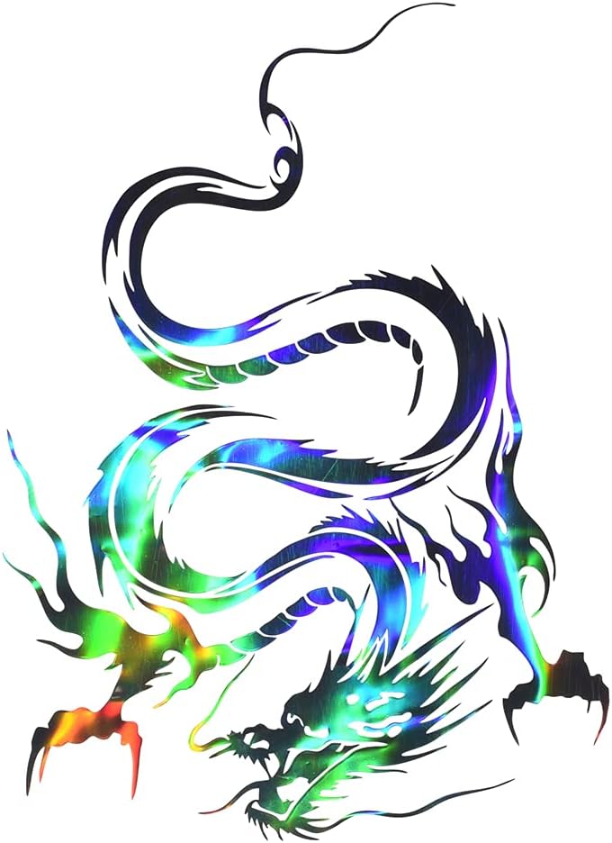 JSCARLIFE Dragon Car Decals, Practical Laser Car Hood Sticker, Self ...