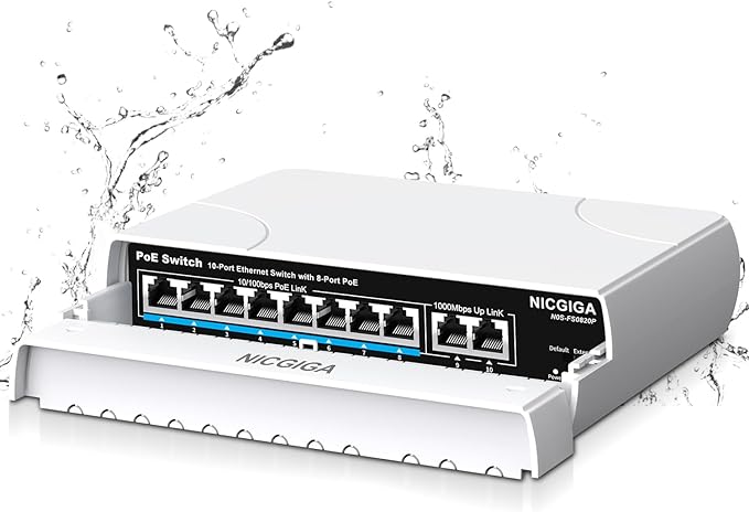 Amazon.com: Outdoor Waterproof 8-Port PoE Switch with 8 Port PoE+@120W ...