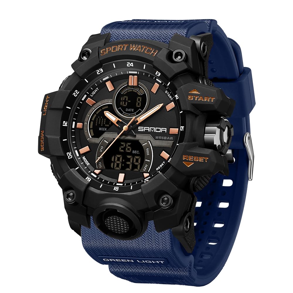 Fanmis Mens Solar Powered Casual Quartz Wrist Watch Analog Digital ...