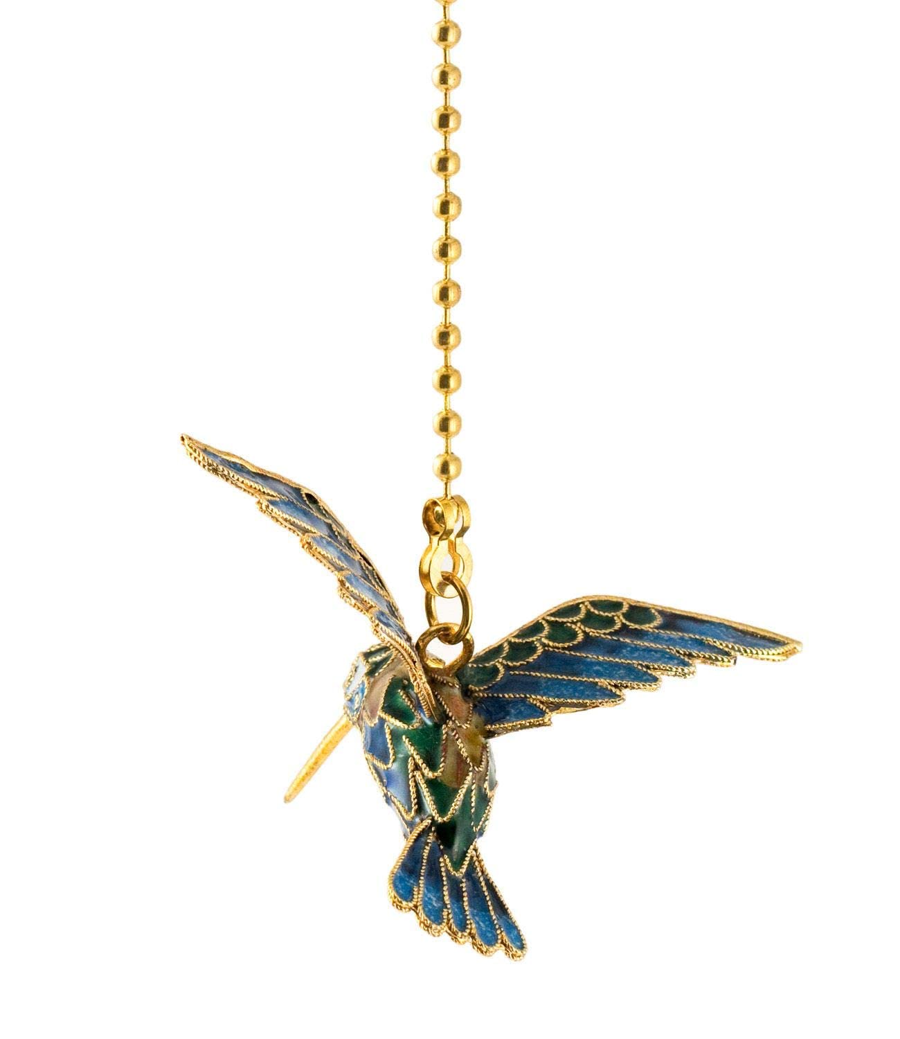 Amazon.com: Value Arts Handmade Blue Cloisonne Hummingbird Fan Pull ...