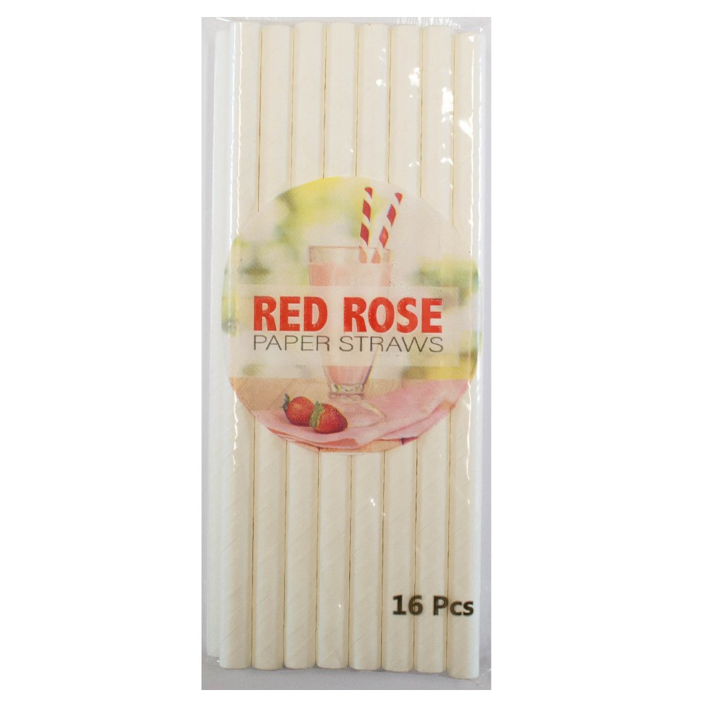 Red Rose - Paper Smoothie/Milkshake Straw 10mm Diameter, Biodegradable ...