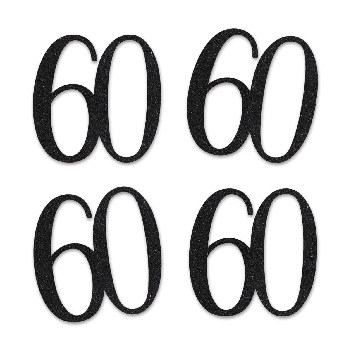 Amazon.com: Black Glitter 60 Cut-Out Numbers, 60th Birthday Party ...