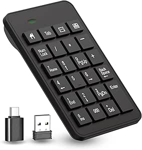 Amazon.com: LOONASA Wireless USB & Typec Number Pad, Enhanced Efficiency 23 Keys Numeric Keypad ...