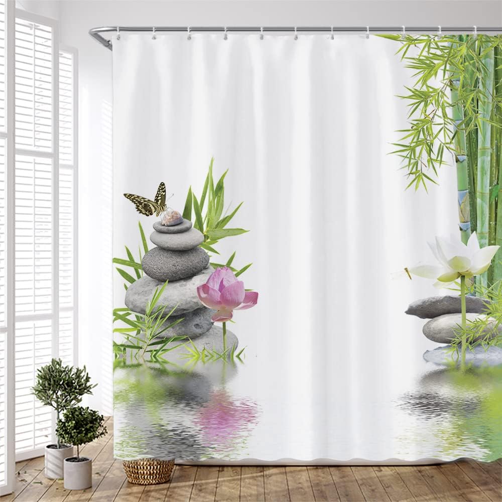 Amazon.com: JJNAEE Zen Shower Curtain Spa Garden Bamboo Meditation ...