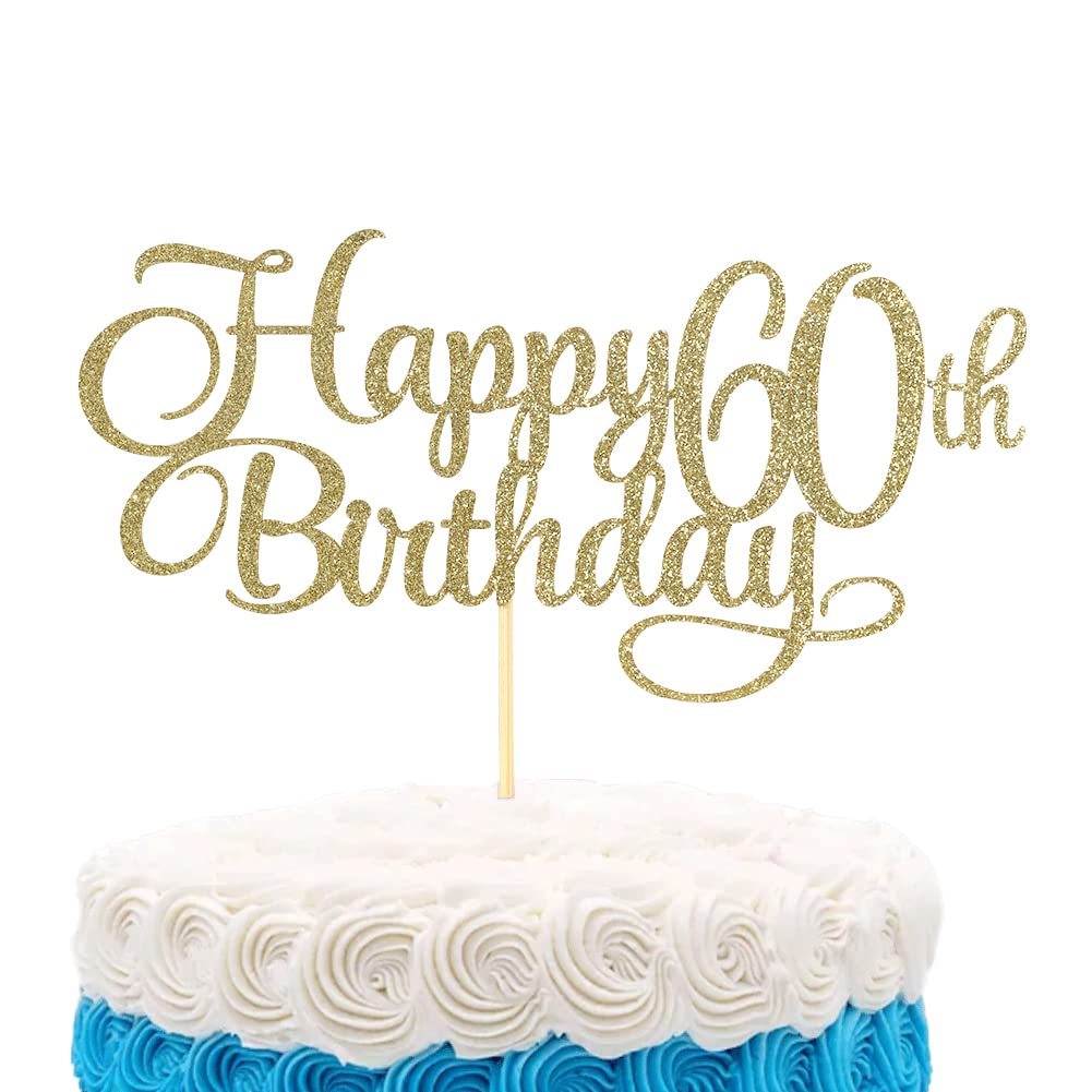 Buy Happy 60th Birthday Cake Topper - 60th Birthday Cake Topper, 60 ...