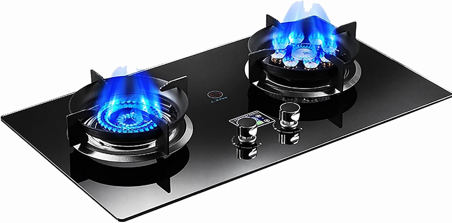 Amazon.com: Gas Hob 73Cm Black Tempered Glass Gas Cooktop,Built-Ingas ...