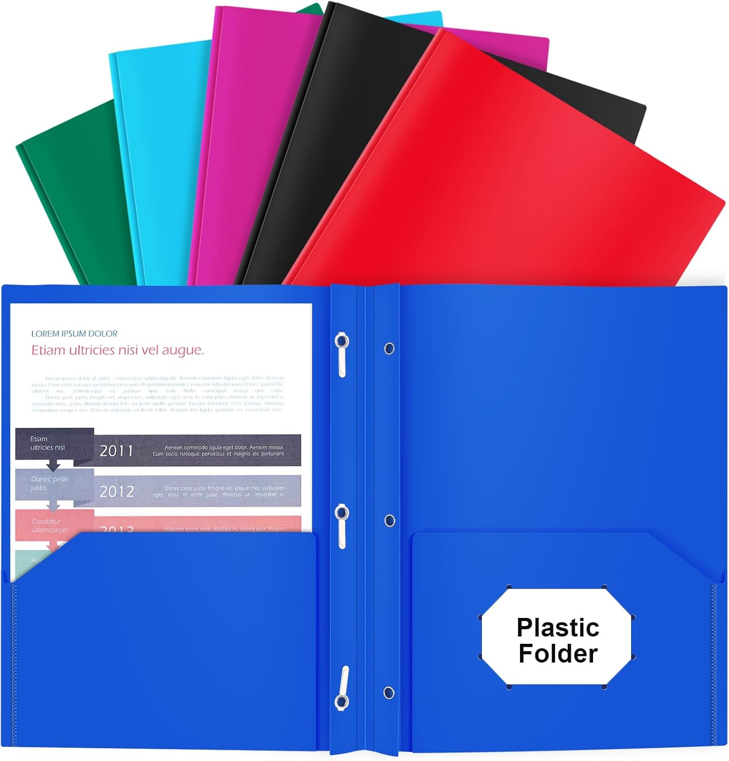 Amazon.com : 12-Pack Heavy Duty Plastic Folder, 2 Pocket Letter Size ...