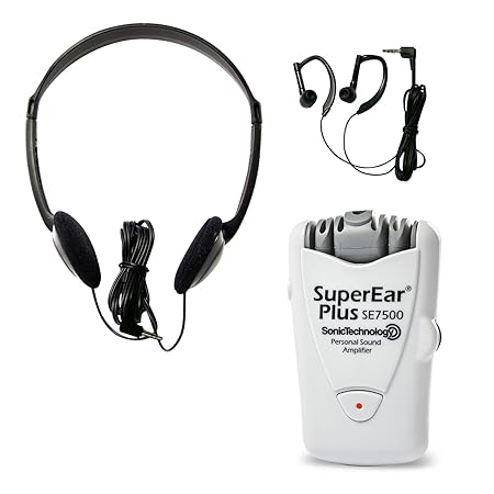SuperEar Plus Sonic Ear Personal Sound Amplifier with Case, Headphones ...