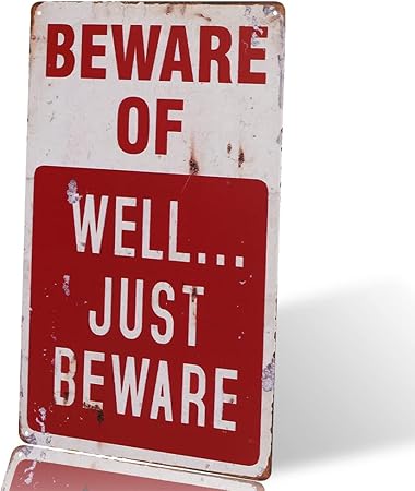 Amazon.com: dingleiever-BEWARE OF WELL JUST vintage Metal Sign garage ...