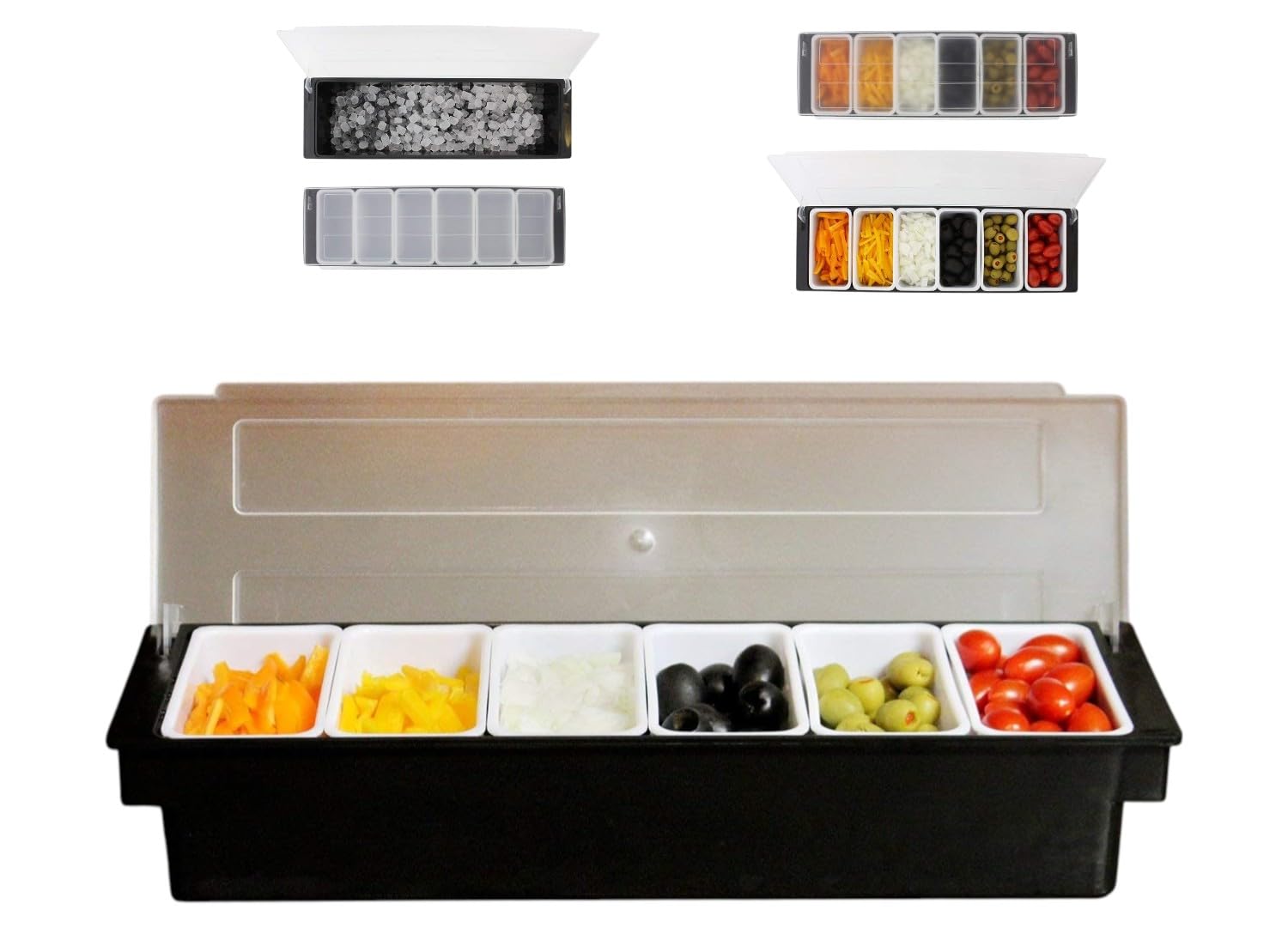 THW Plastic Ice Cooled Condiment Holder Dispenser Tray|6-Compartment ...