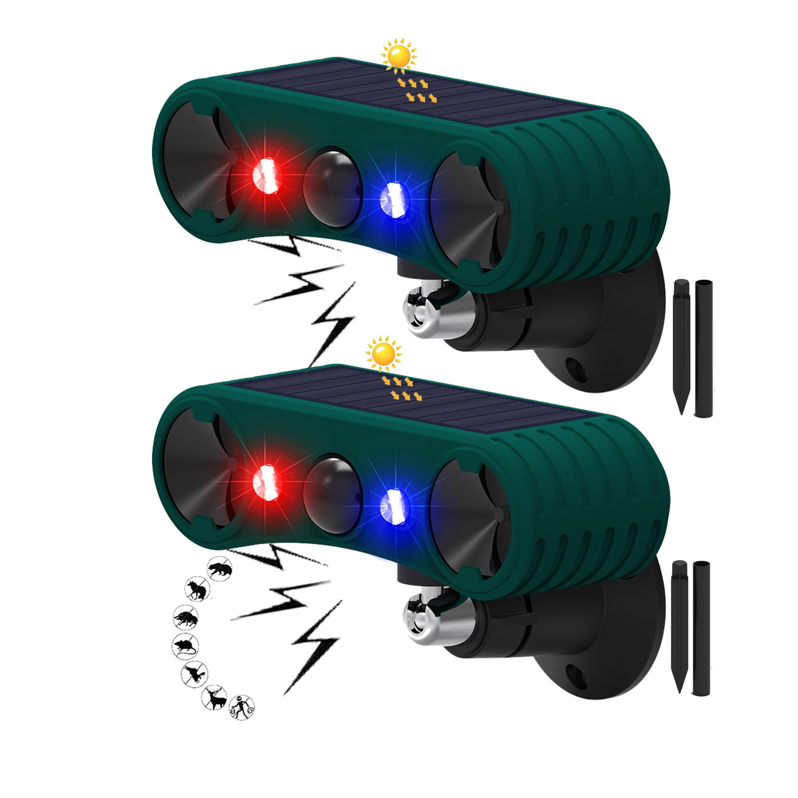 Amazon.com: Solar Outdoor Motion Sensor Alarm 2*130db High Frequency ...