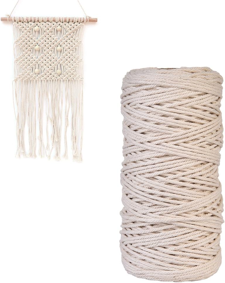 Corde de Coton, LianLe Cordon Macramé Bohême Corde Tressée Main-Tissage ...