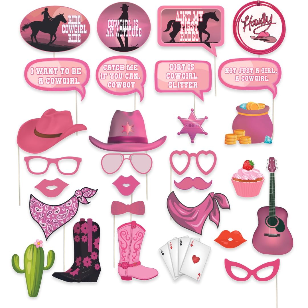 Amazon.com: Cowgirl Photo Props – 29 Pcs Bachelorette Photo Booth Props ...