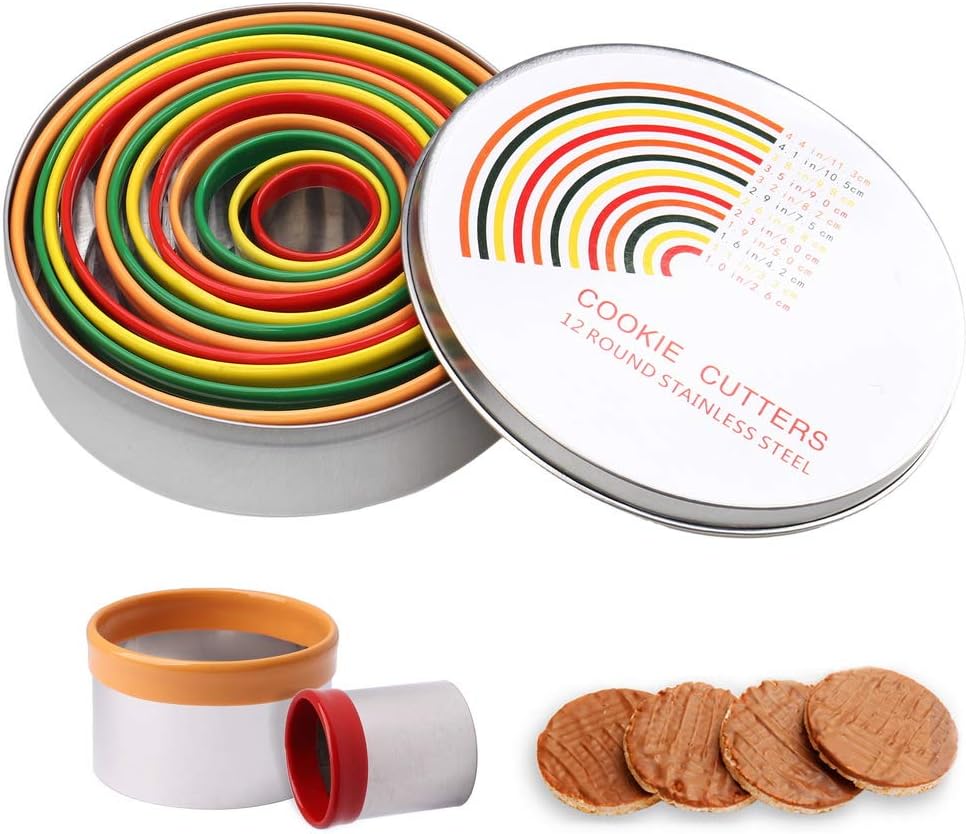 Round Cutter Set, nuoshen 12 Pcs Pastry Cookie Cutter Set Stainless ...