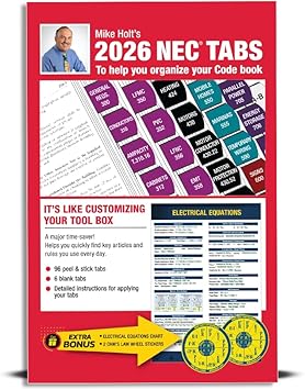 Amazon.com : Mike Holt's Electrical Code Tabs, Based on The 2026 NEC ...