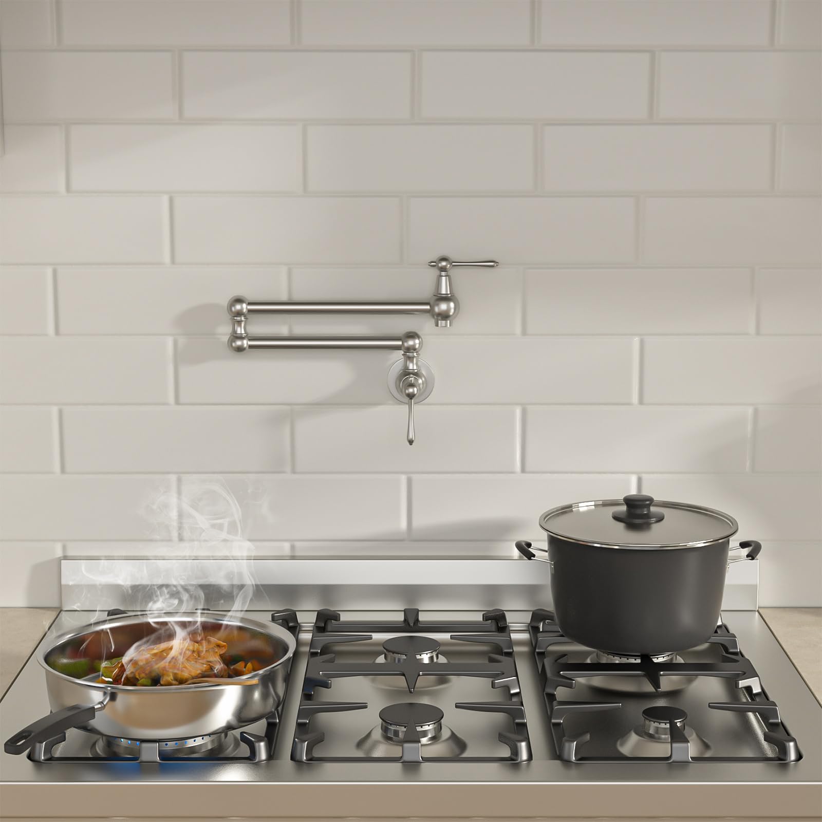 Snapklik.com : Lordear Pot Filler Faucet Brushed Nickel Finish ...