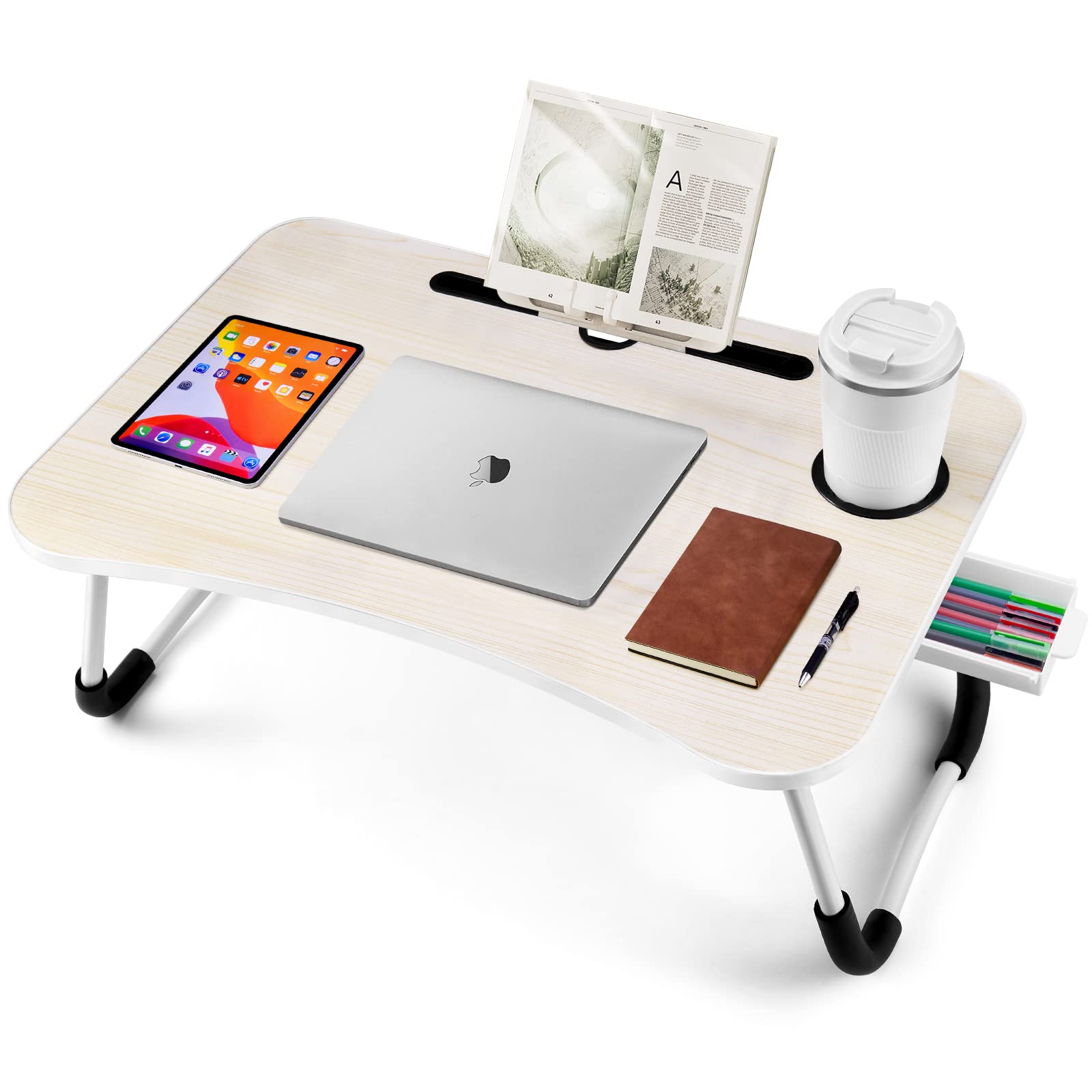 TYC Lap Desk with Storage Drawer, Portable Laptop Bed Desk with ...