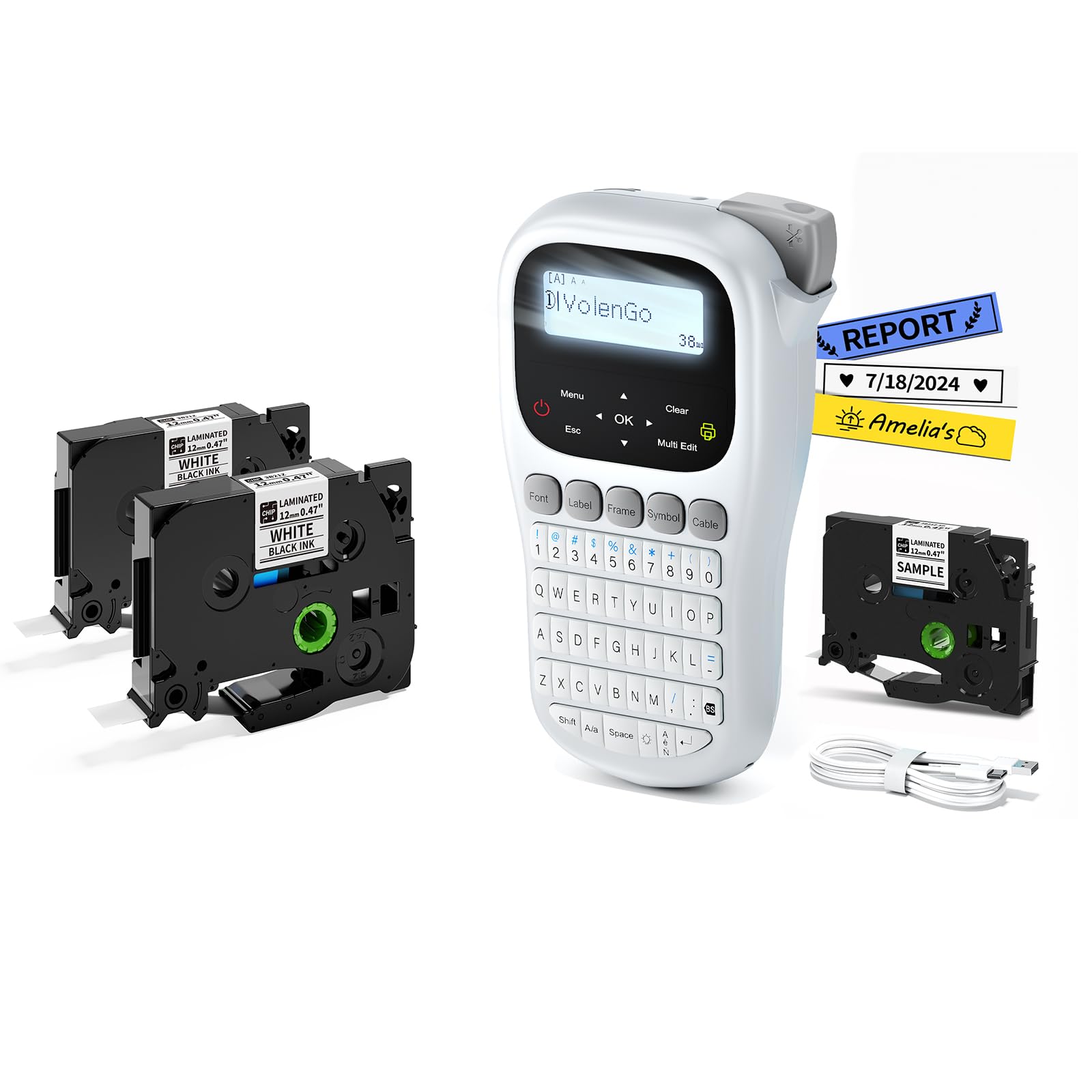 Amazon.com: VolenGo Handheld Labeling Machine with Keyboard, Backlight ...