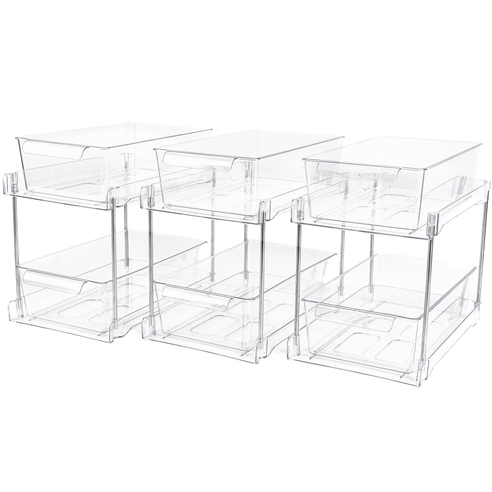 Amazon.com: Zero Zoo 3Pack 2-Tier Bathroom Storage Organizer, Clear ...