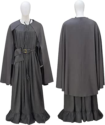 Amazon.com: Aspfoaw Gandalf Costume Lord of Rings Gray Robe Cloak Full ...
